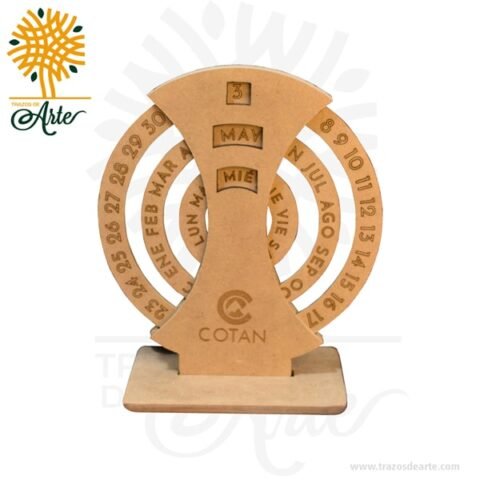Calendario Perpetuo Giratorio En Madera MDF De 3 Mm